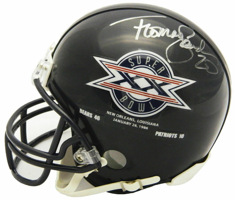 THOMAS SANDERS Signed Bears / Super Bowl XX Champs Logo Riddell Mini ...