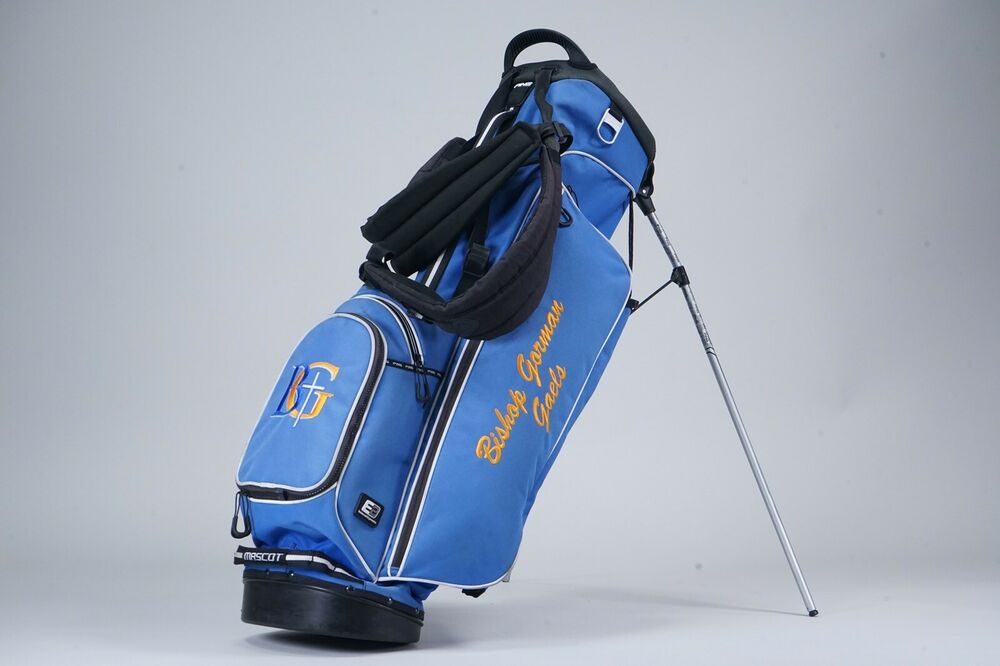 PING E2 MASCOT 4-WAY DIVIDER GOLF STAND BAG, BLUE W/ SCHOOL LOGOS ...