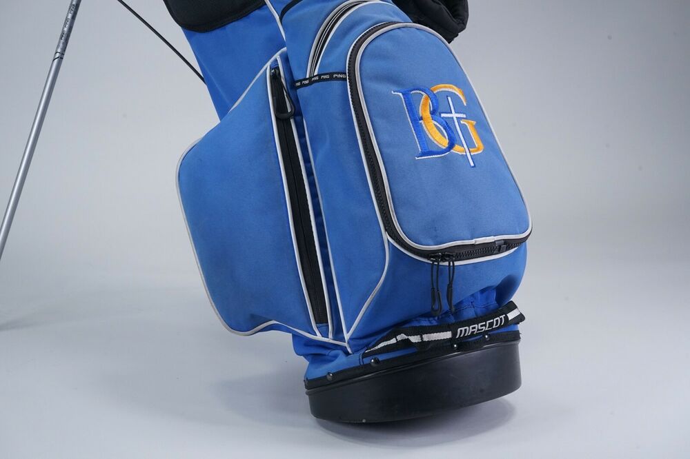PING E2 MASCOT 4-WAY DIVIDER GOLF STAND BAG, BLUE W/ SCHOOL LOGOS ...