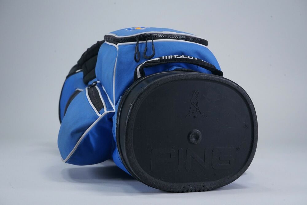 PING E2 MASCOT 4-WAY DIVIDER GOLF STAND BAG, BLUE W/ SCHOOL LOGOS ...