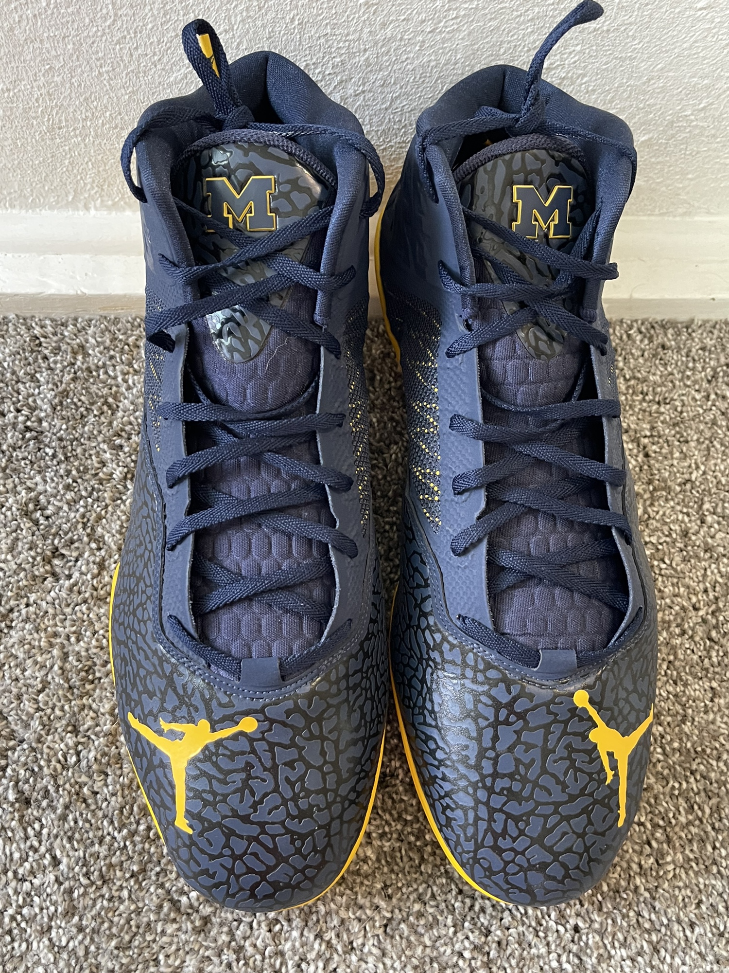 Mens Air Jordan Michigan Wolverines Zoom Code Elite 3/4 TD Football ...