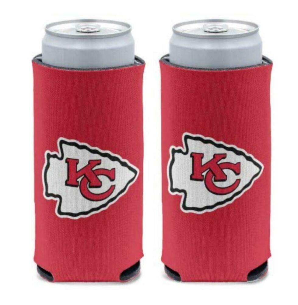 Kansas City Chiefs SOLID Slim Can Cooler Collapsible Koozie - Two Sided ...