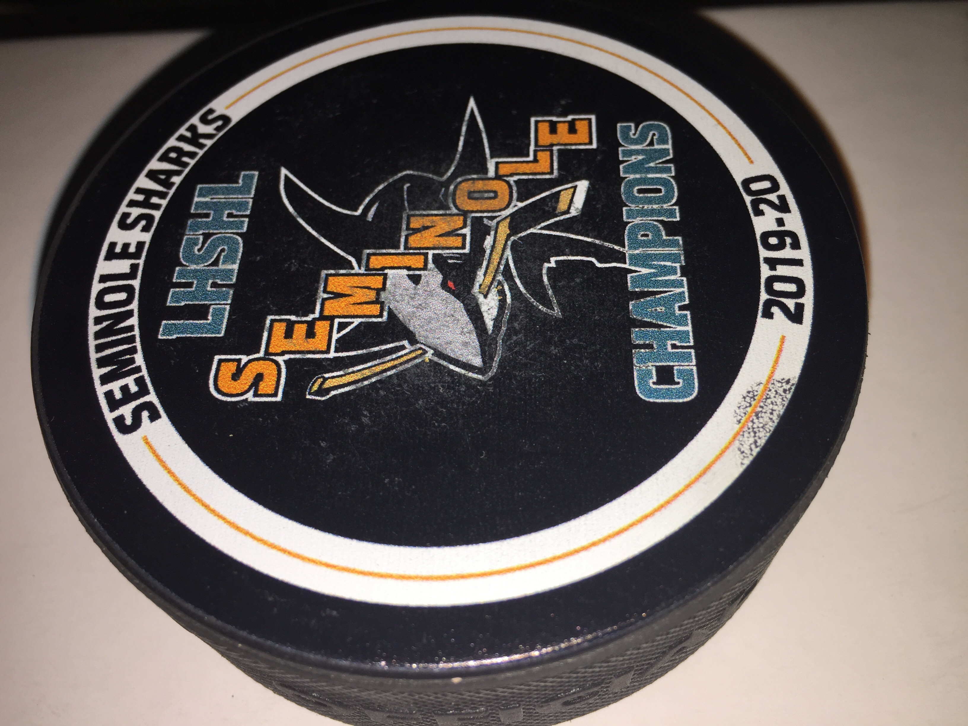 SEMINOLE SHARKS LHSHL CHAMPIONS HOCKEY PUCK | SidelineSwap