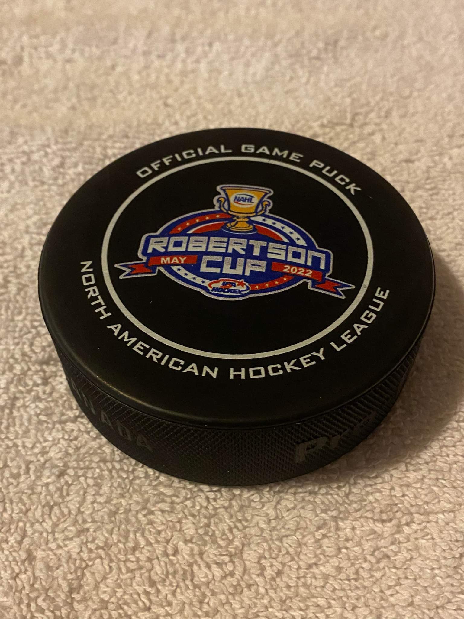 New 2022 NAHL Robertson Cup Hockey Puck | SidelineSwap