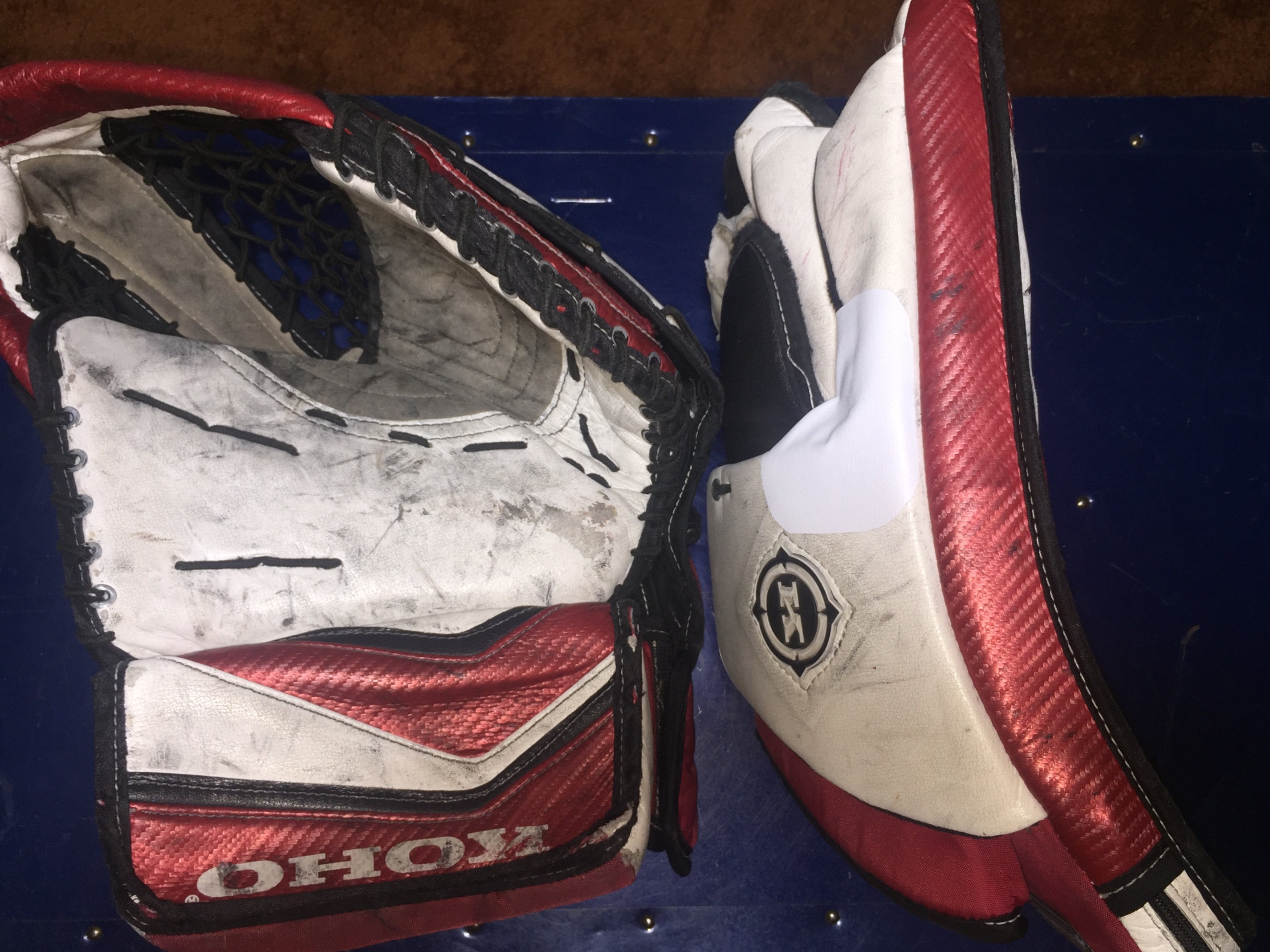 Used 33" Koho 590 Goalie Leg Pads and Glove/ Blocker Pro Stock ...