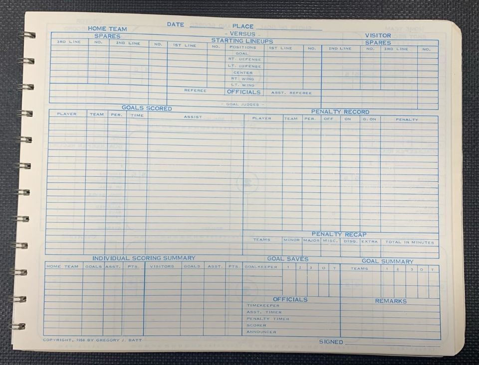 Vintage Cooper Official Hockey Score Book unused 27 game score sheets ...