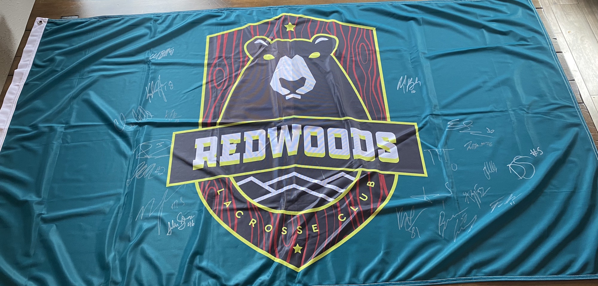 PLL 2021 Redwoods Team Signed Flag Lacrosse | SidelineSwap