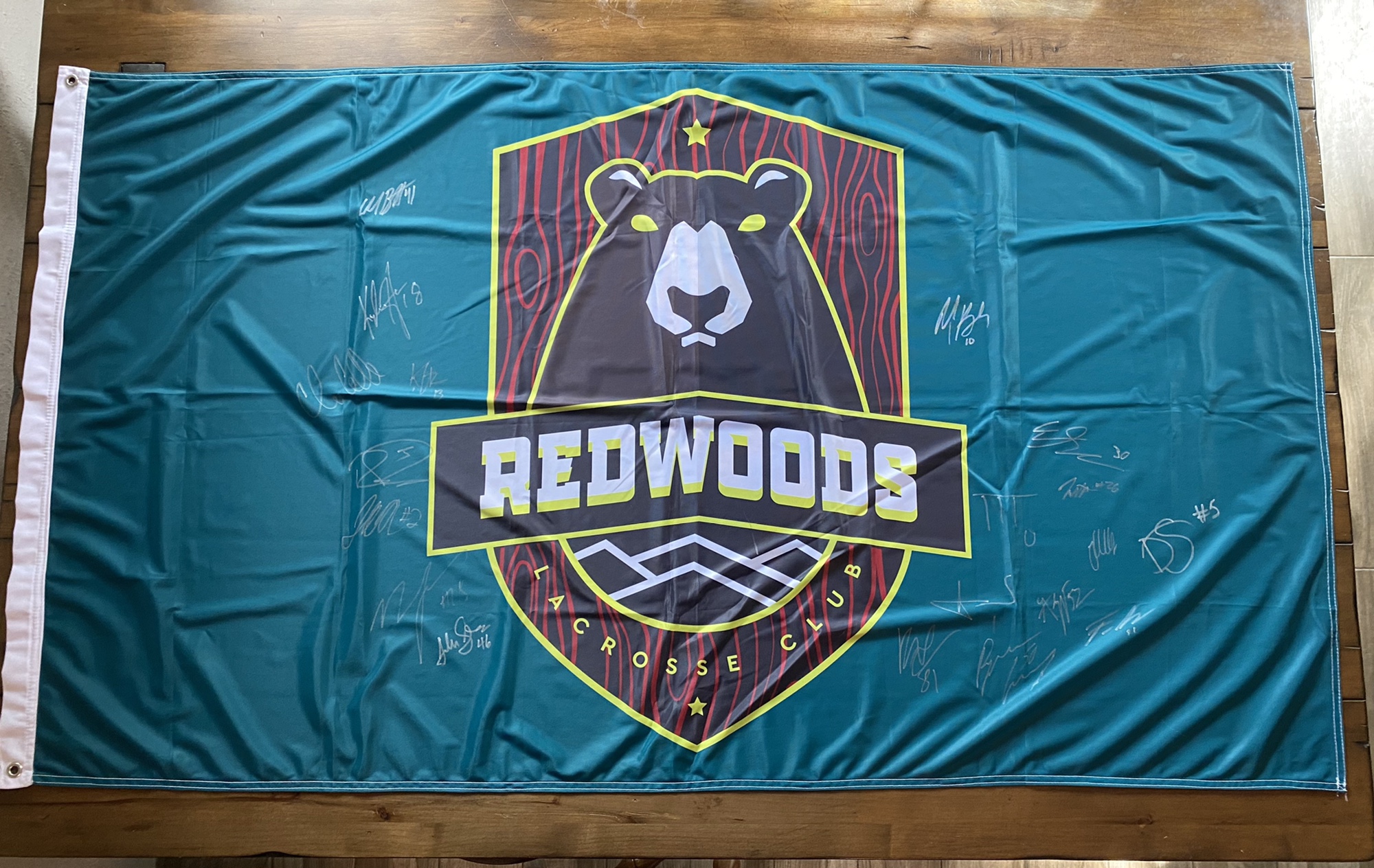 PLL 2021 Redwoods Team Signed Flag Lacrosse | SidelineSwap