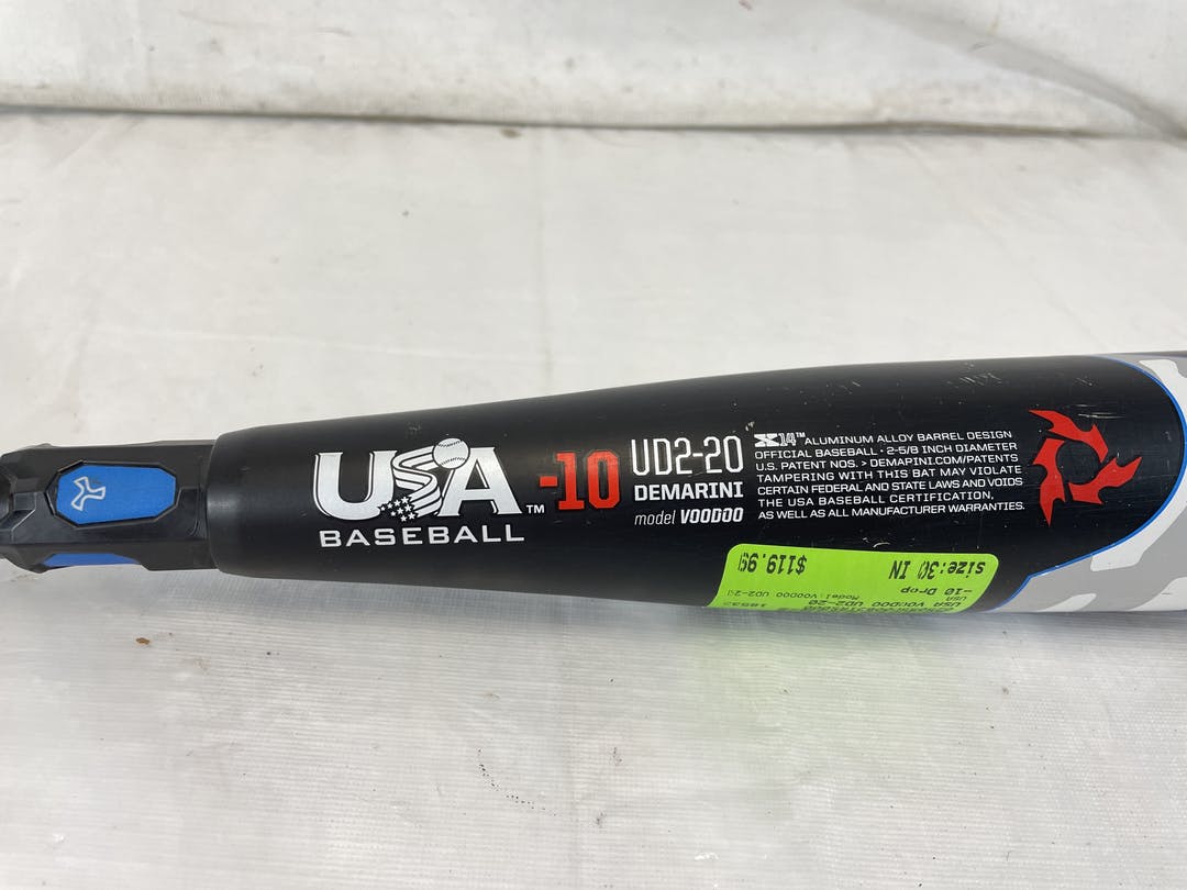 Used Demarini Voodoo Ud2-20 30" -10 Drop Usa 2 5 8 Barrel Baseball Bat ...
