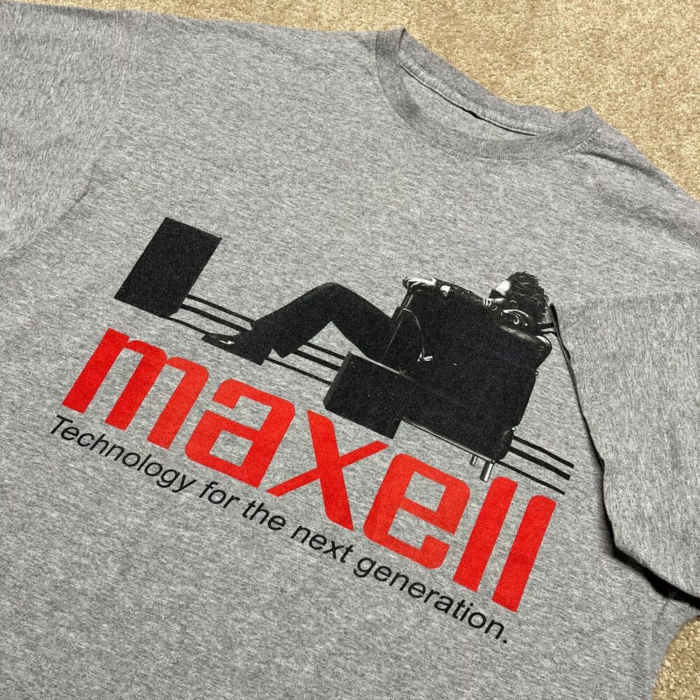 Maxell Speakers T Shirt Men Large Adult Gray Technology Company Sound ...