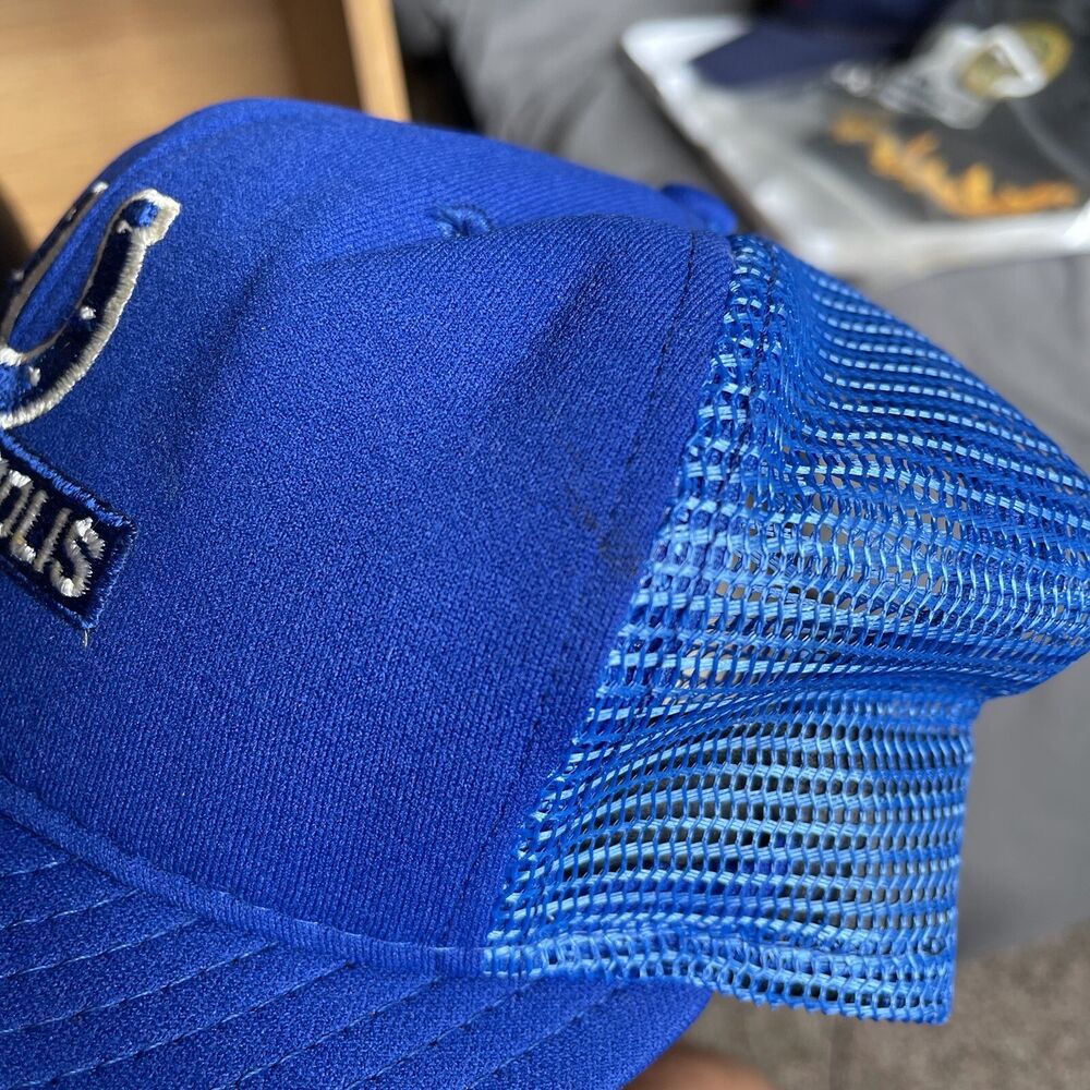 Vintage Indianapolis Colts Patch Snapback Hat AJD USA Made NFL Trucker ...