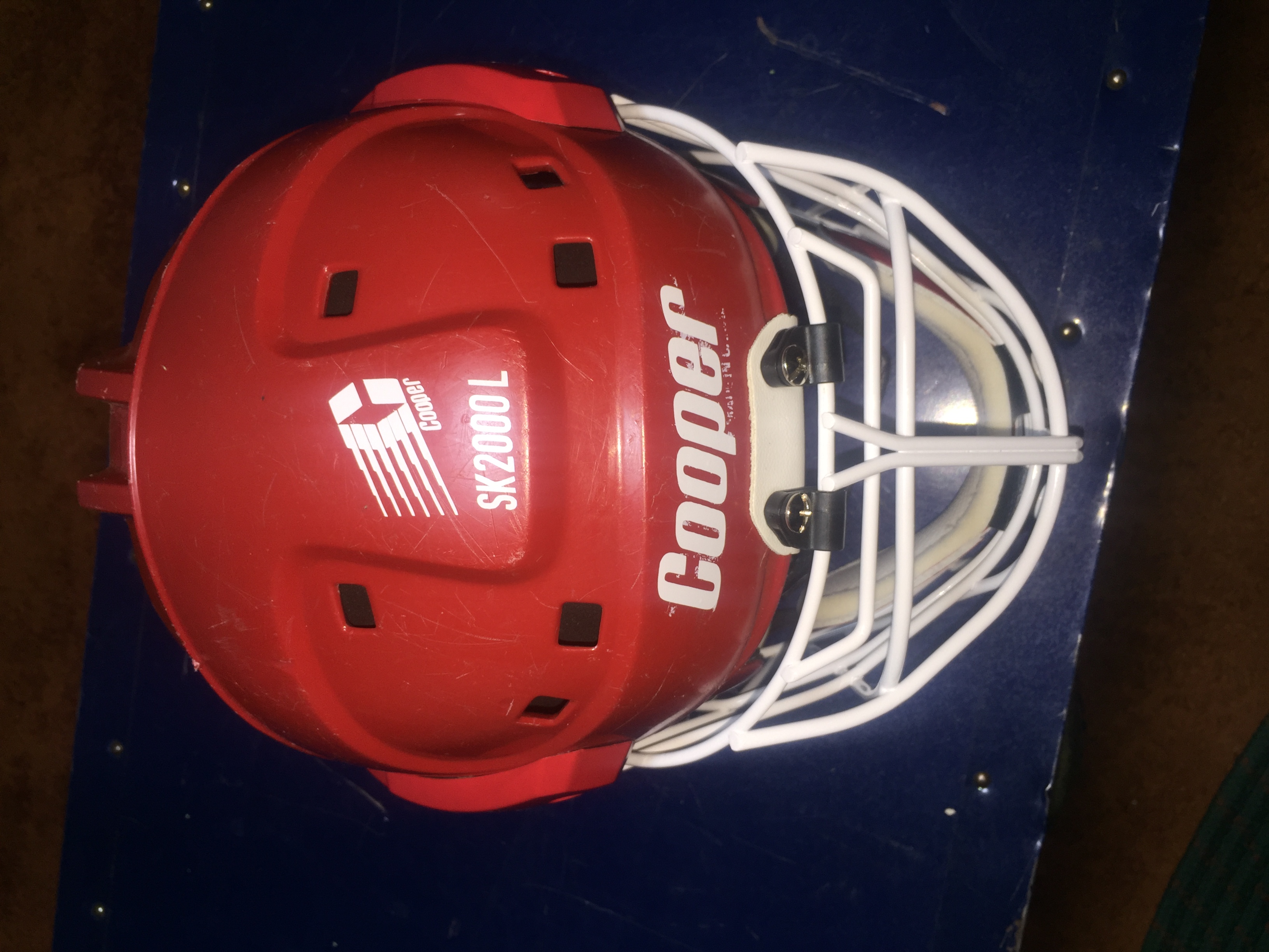 Red Senior Used Refurbished Cooper SK 2000 L Goalie Mask Pro Stock ...