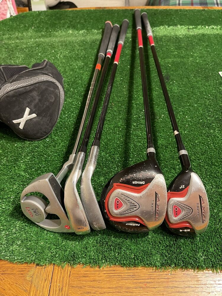 Ram Axial Left Handed Woods Set Woods Irons Putter Lynx Stand Bag LH ...