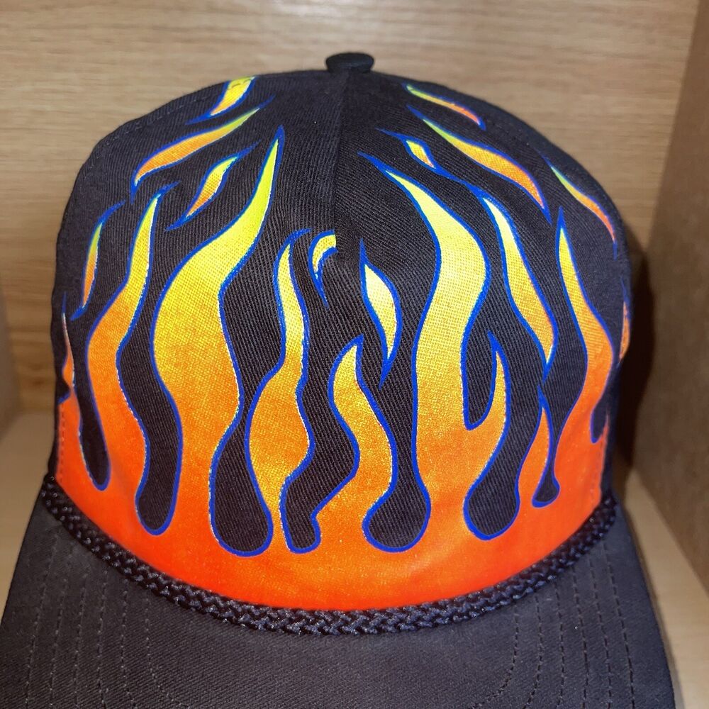 Vintage Flames On Fire Snapack Hat QGP The Final Detail RARE Cap ...
