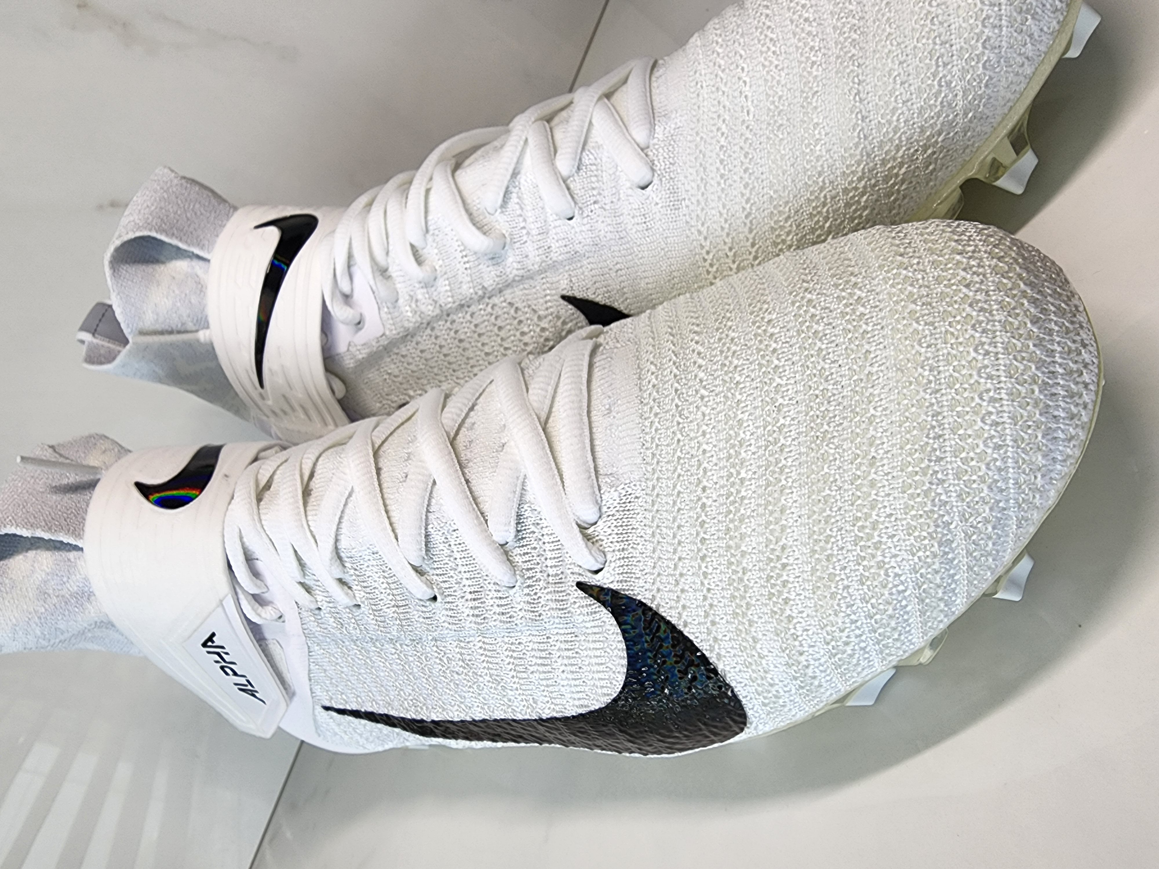 Nike Alpha Menace Elite 2 Football Cleats Flyknit Wolf Grey | SidelineSwap