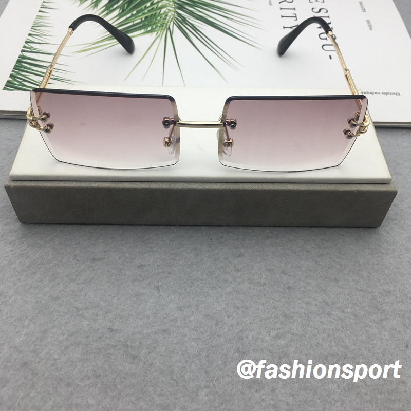Rimless Rectangle Sunglasses Fashion Frameless Square Ultralight ...
