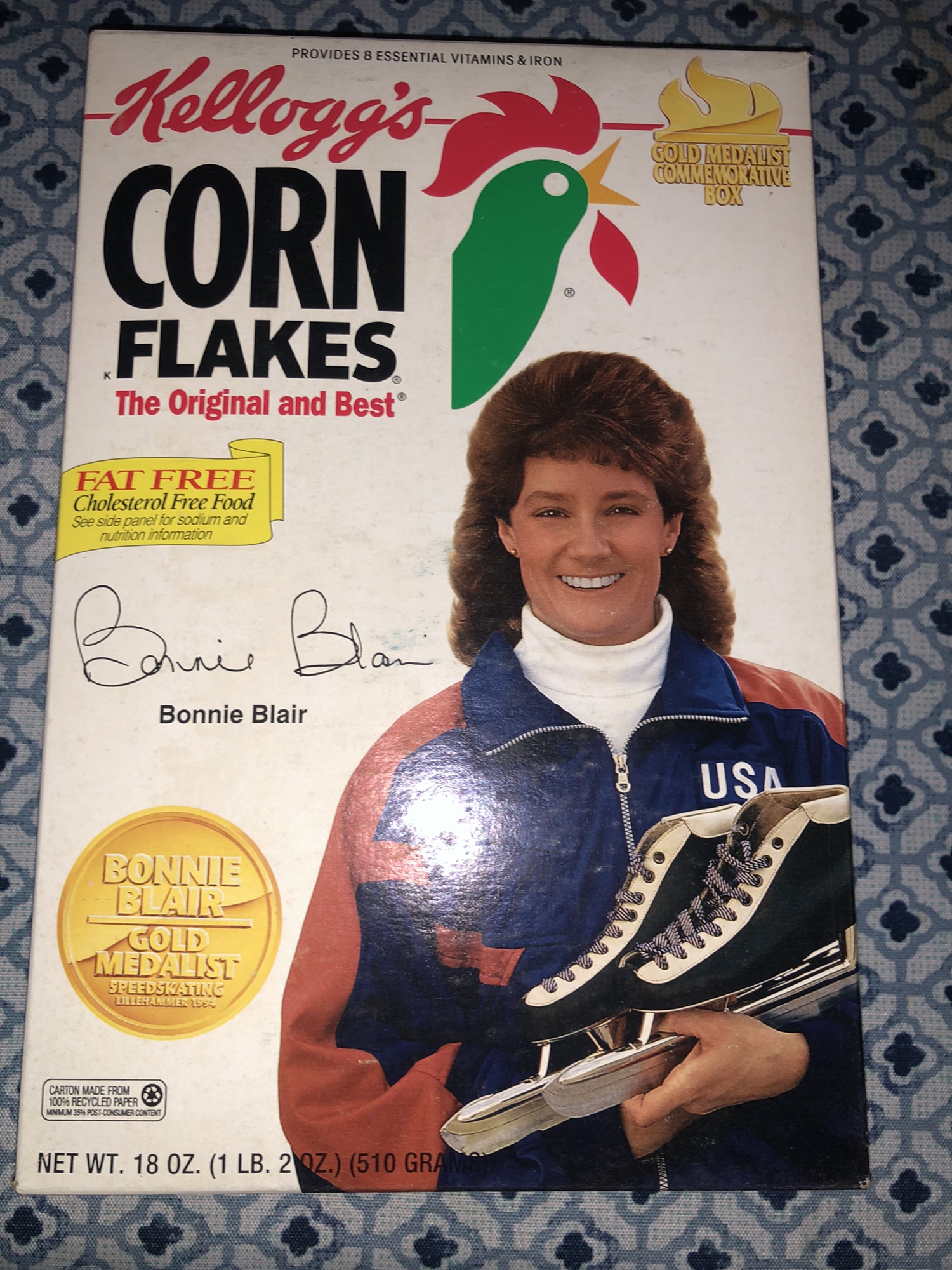 NEW VINTAGE BONNIE BLAIR KELLOGG’S CORN FLAKES | SidelineSwap