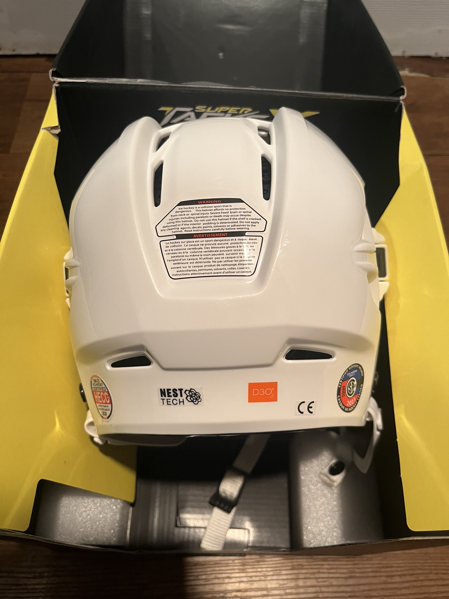 White New Pro Stock Medium CCM Super Tacks X Helmet | SidelineSwap