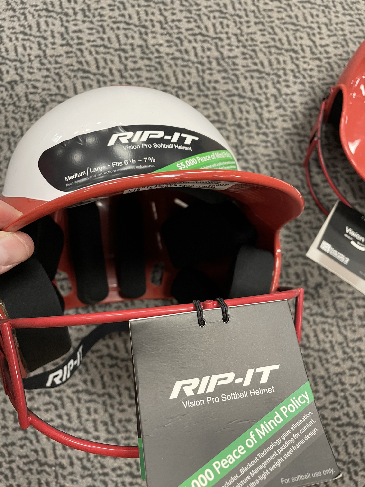 2-PACK Rip-It Med/Large Red/White Softball helmets | SidelineSwap