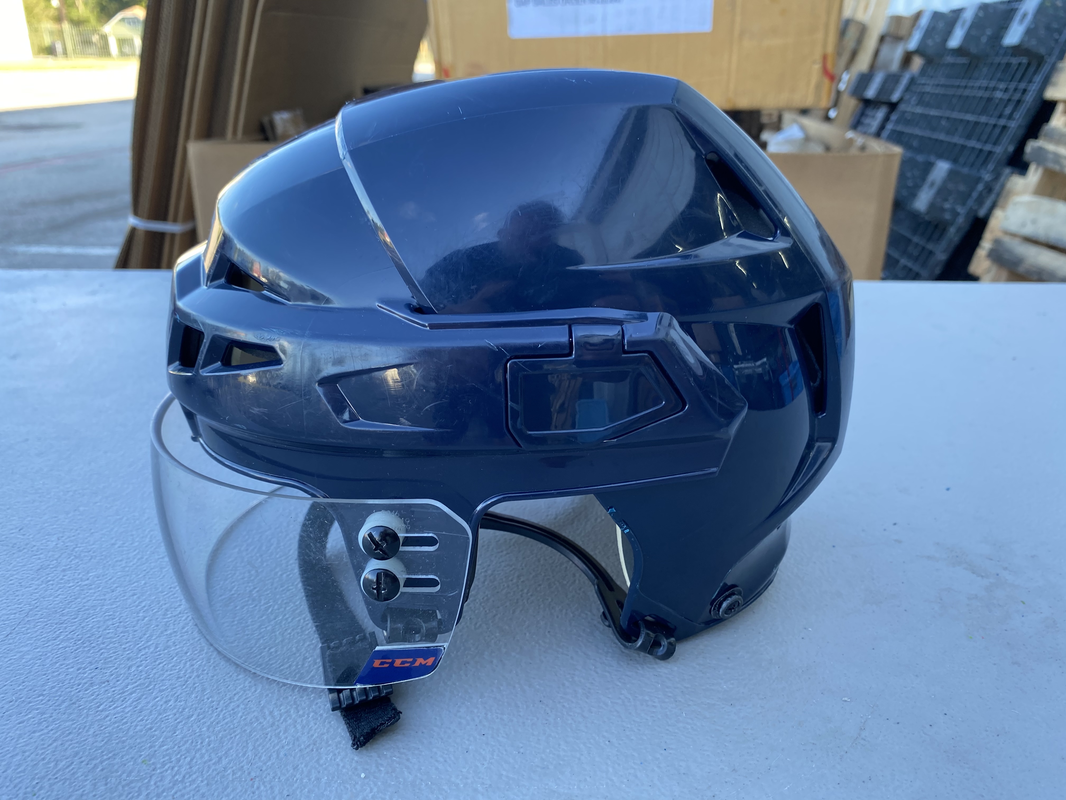 CCM Vector V08 Pro Stock Hockey Helmet CCM Visor Combo Medium Navy Blue ...