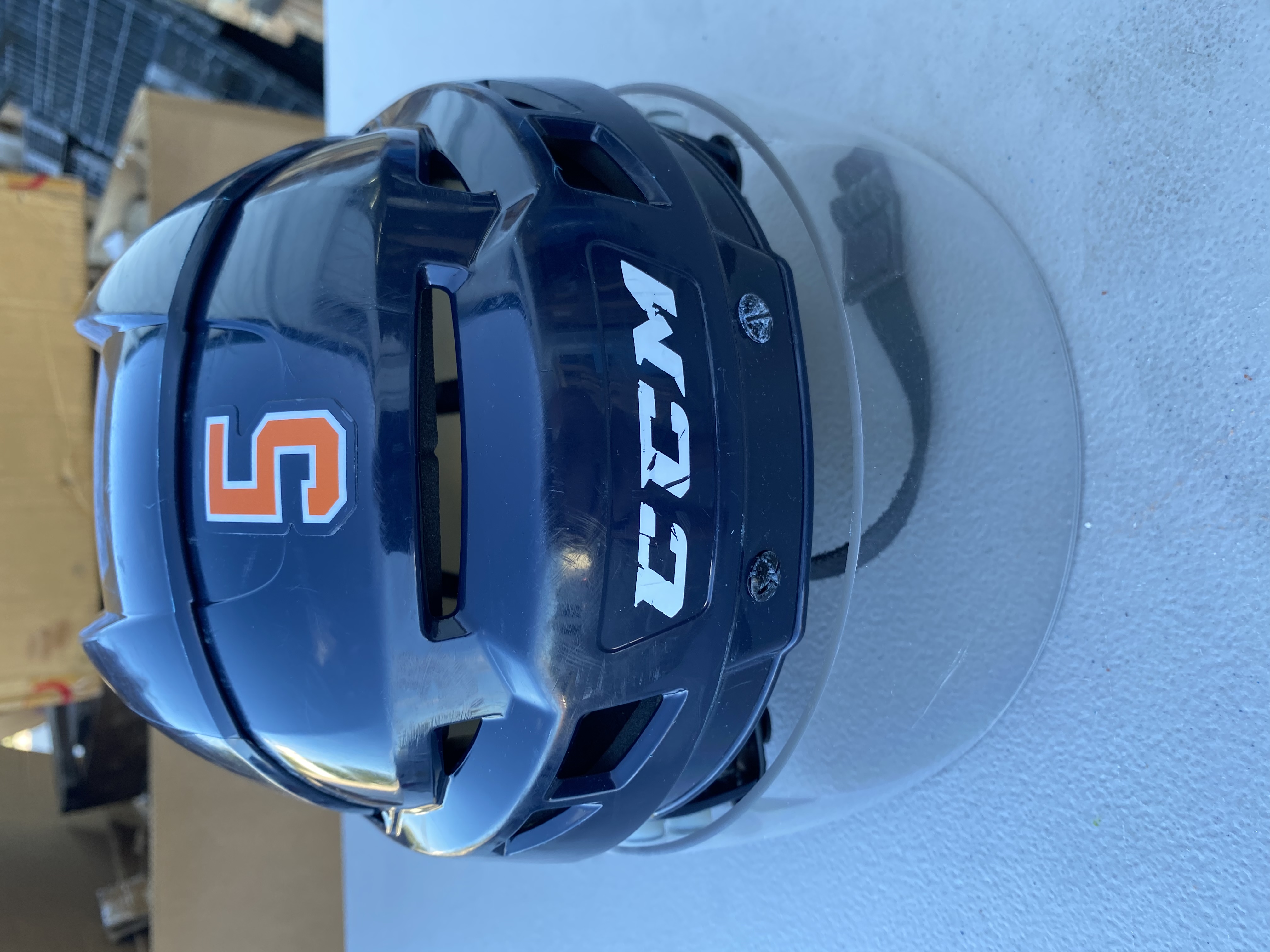 CCM Vector V08 Pro Stock Hockey Helmet CCM Visor Combo Medium Navy Blue ...