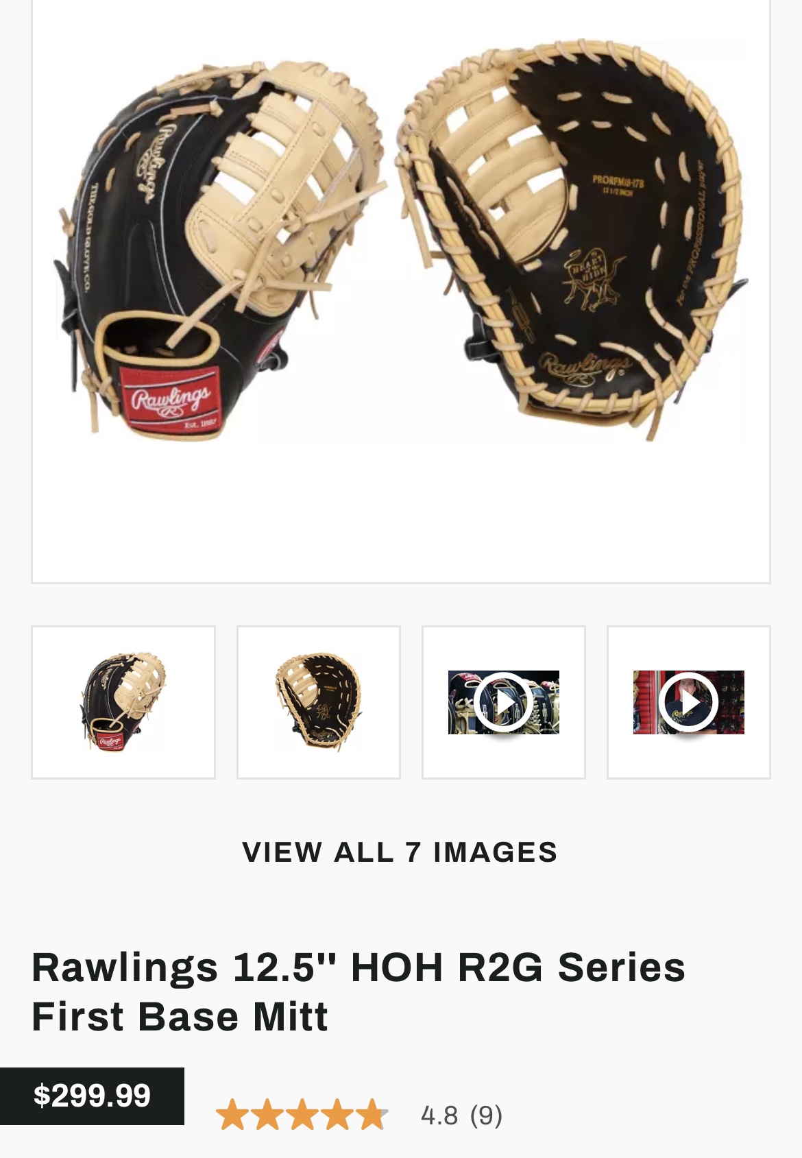 Rawlings 12.5 HOH R2G Series Left-Handed First Base Mitt | SidelineSwap