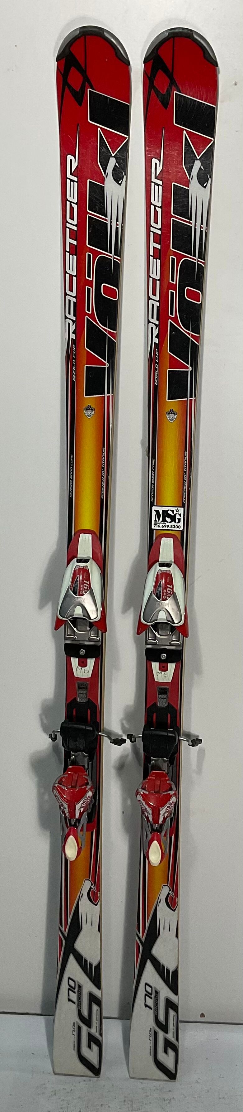 Used Volkl Racing Racetiger GS 170cm Skis With Marker Comp 16 Bindings ...