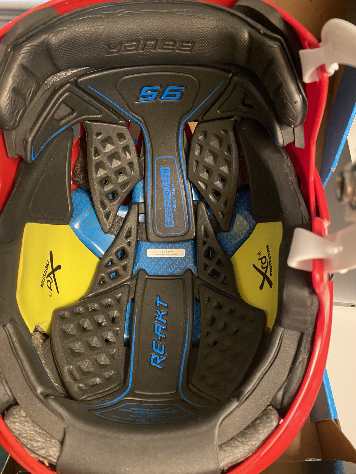 Like New Pro Stock Bauer Reakt 95 Red Helmet - Large | SidelineSwap