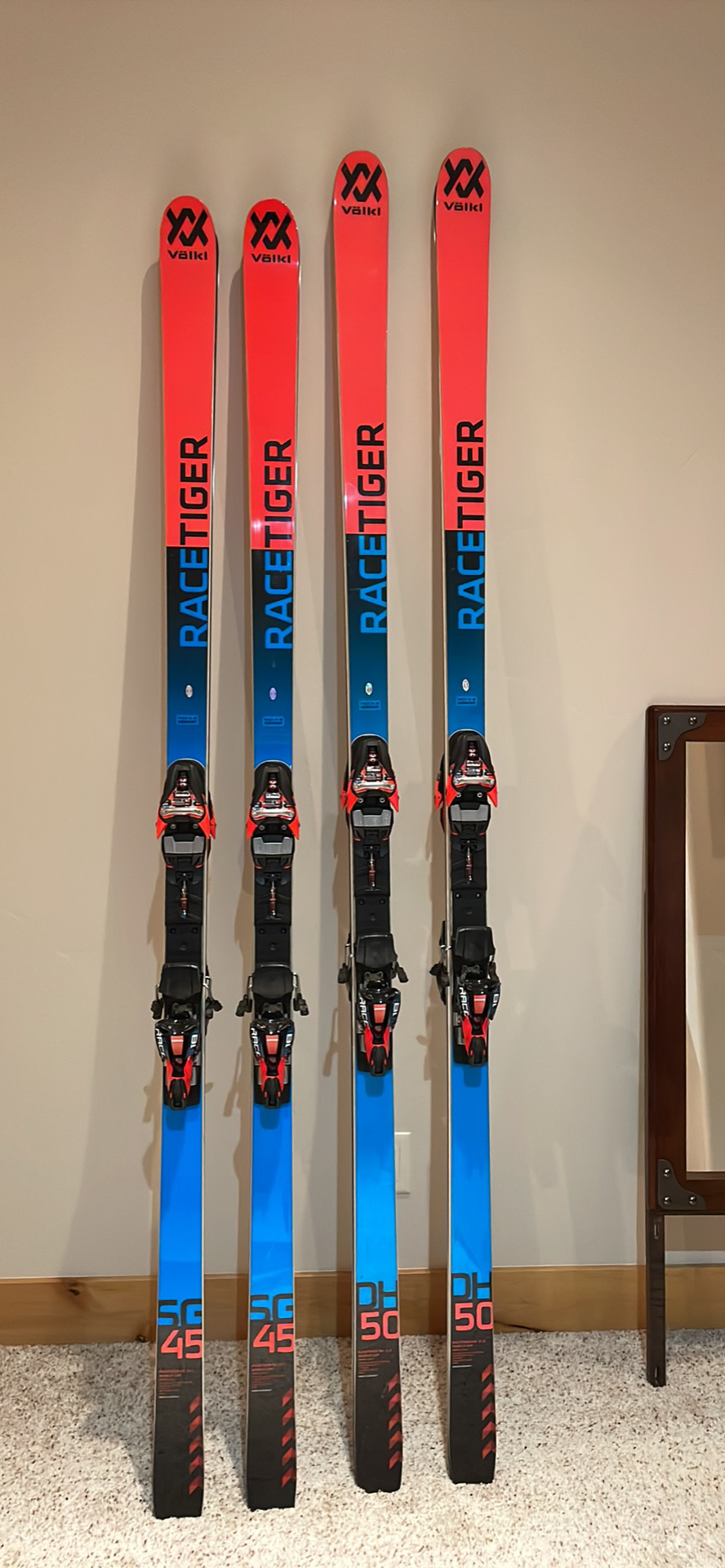 Used 2019 Volkl 218 cm DH FIS Racing Skis With Bindings | SidelineSwap