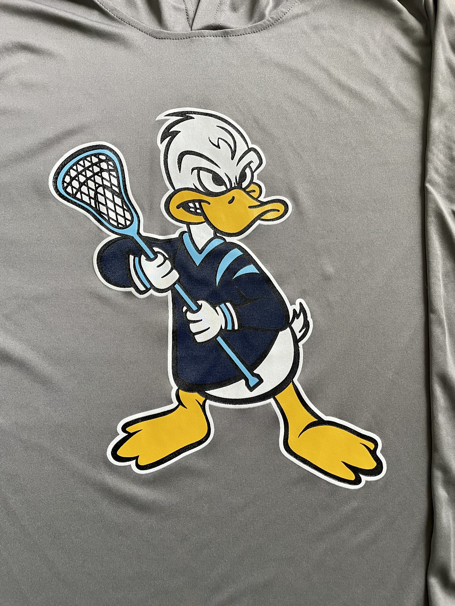 Fighting Ducks Lacrosse Long Sleeve dry fit shirt with Hood - SM ...