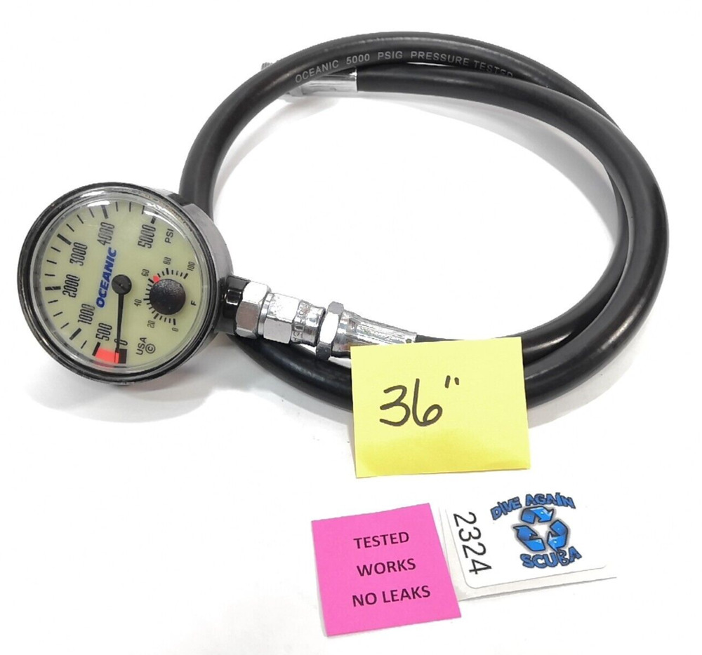 Oceanic 5000 PSI SPG Submersible Pressure Gauge w Thermometer 5,000 ...