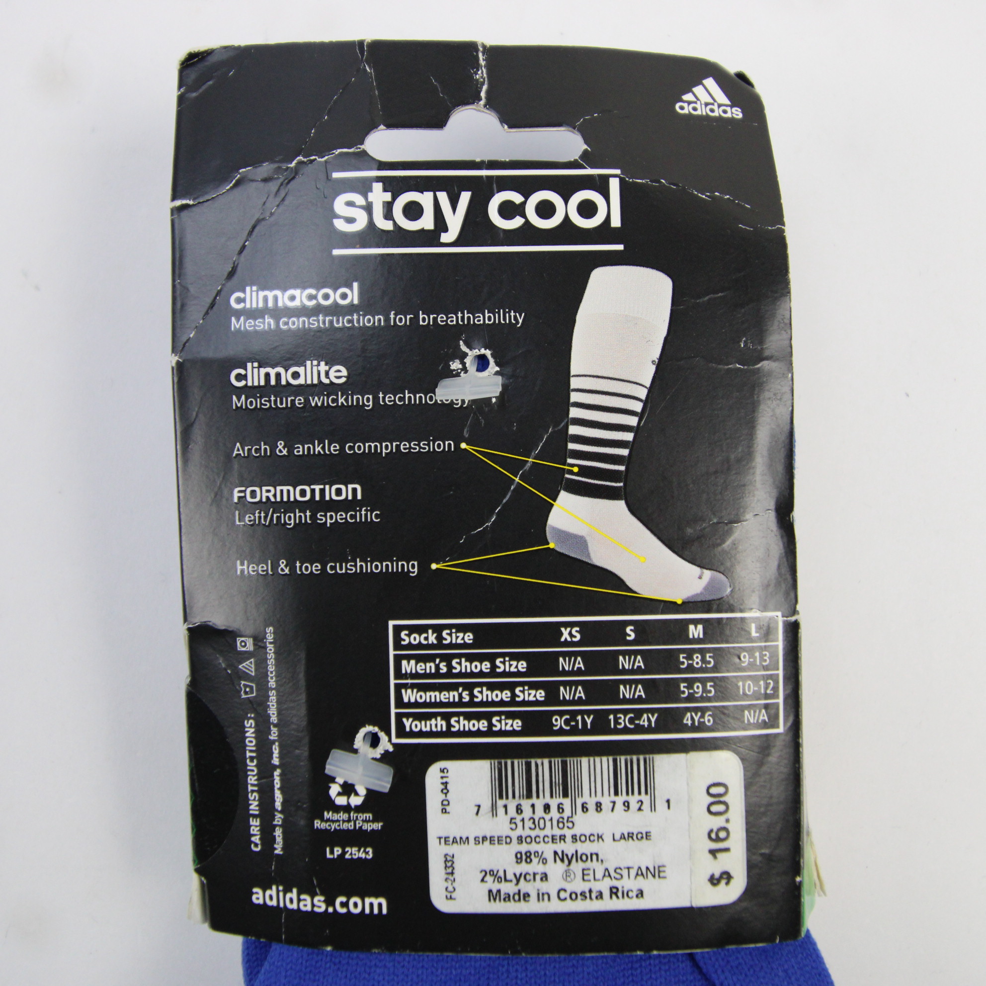 adidas Climacool Socks Unisex Blue/White New with Defect L | SidelineSwap