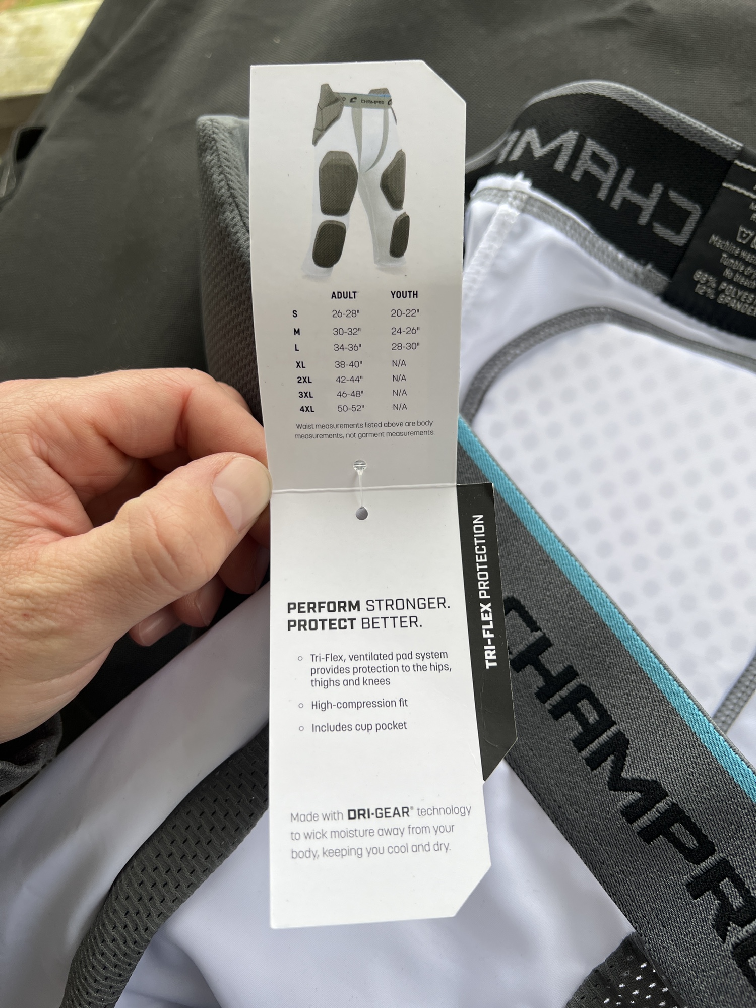 CHAMPRO Man-Up 7-Pad Integrated Adult Football Girdle with Built-in Hip ...