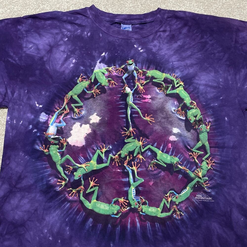 Peace Frogs Shirt Men Large Adult Purple The Mountain Tie Dye Nature ...