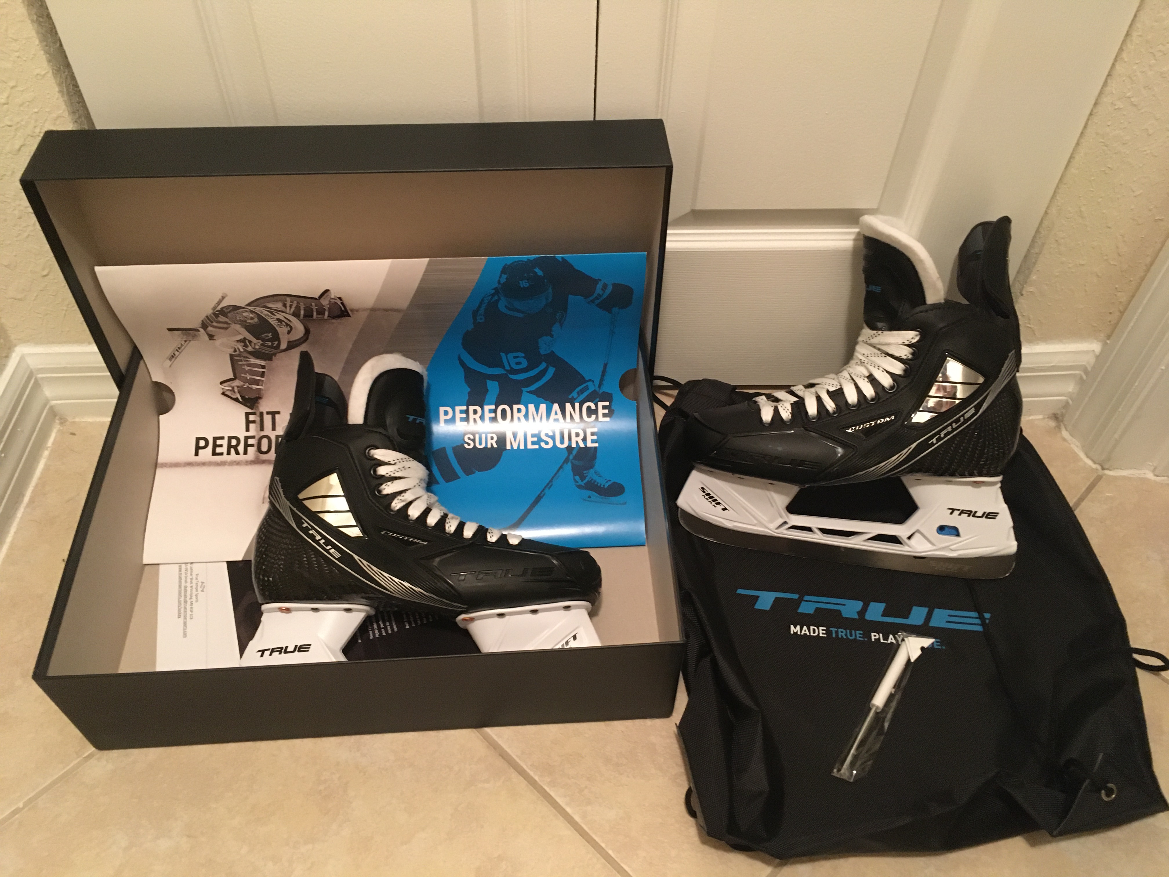 *OPEN BOX* True Pro Custom Hockey Skates Regular Width Size 9 ...