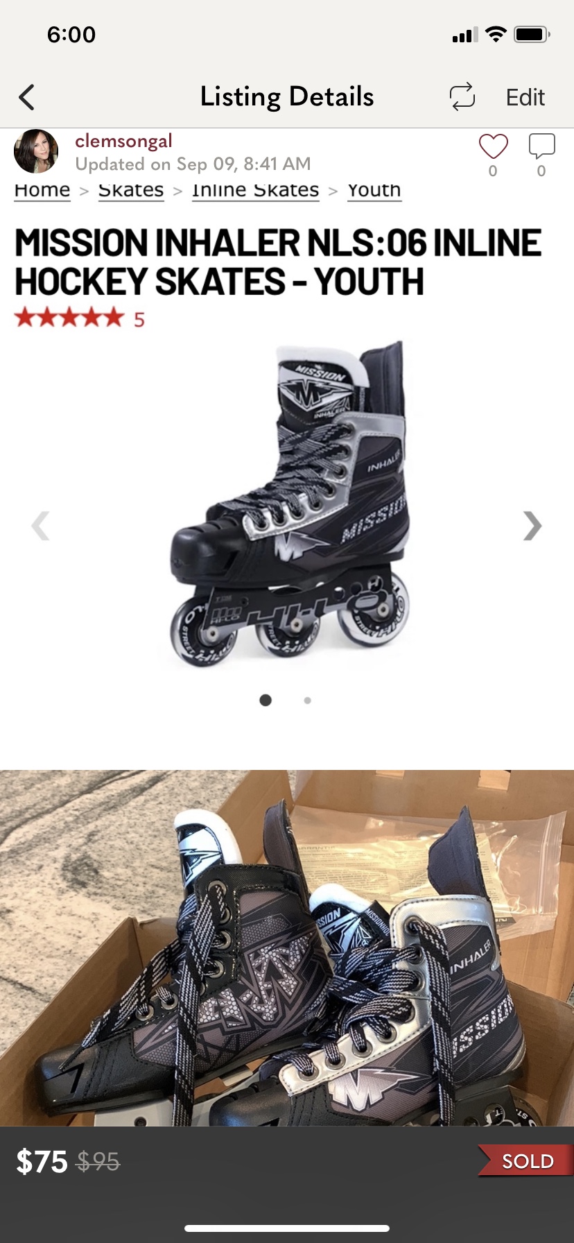 Used Mission Size 13 Inhaler DS7 Hockey Skates | SidelineSwap