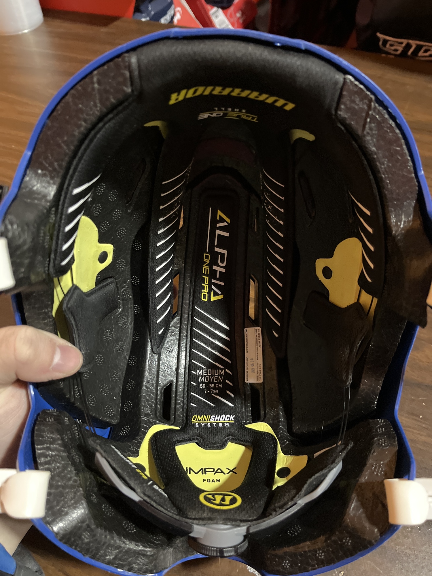 Used Blue Warrior Alpha One PRO Pro Stock Helmet #12 Medium | SidelineSwap