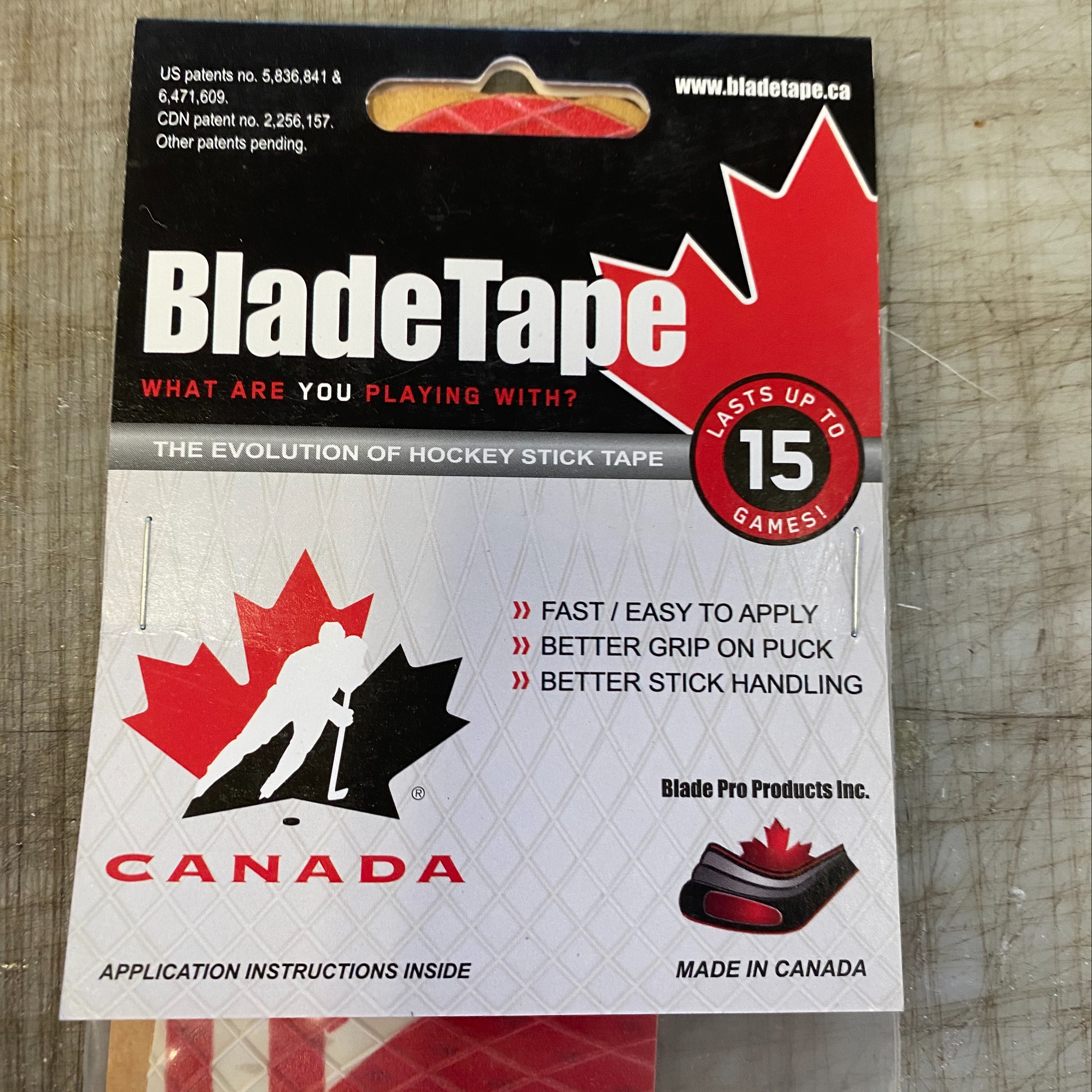 BladeTape Rubber Hockey Stick Tape - Player - Team Canada 3003BT ...