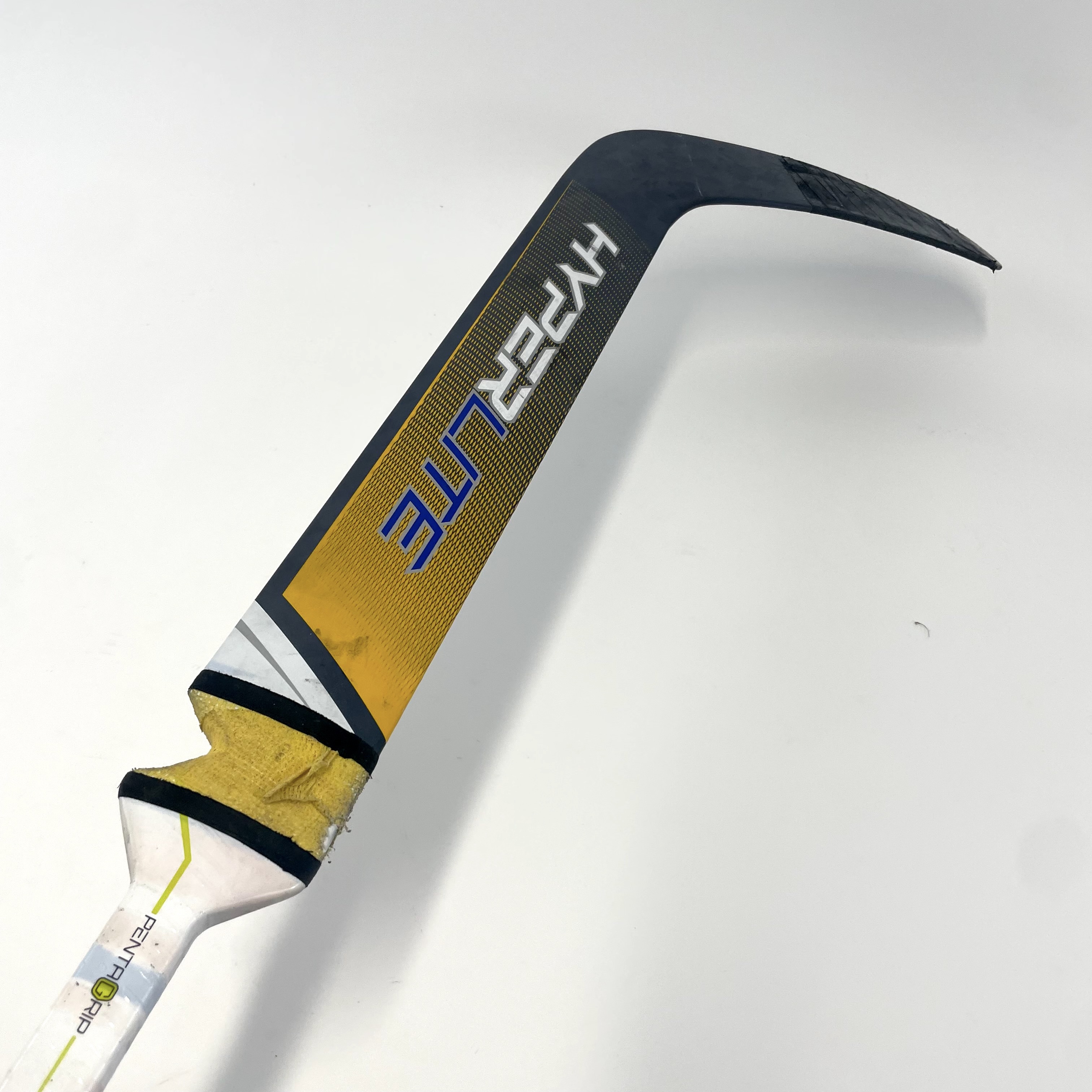 Repaired Regular Blue and Yellow Hyperlite Goalie Stick with Notch | 24 ...