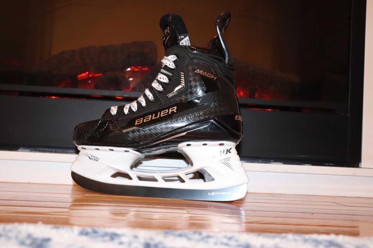 Bauer Supreme Mach Skates 7.5 Fit 3 LS Pulse Ti Steel | SidelineSwap