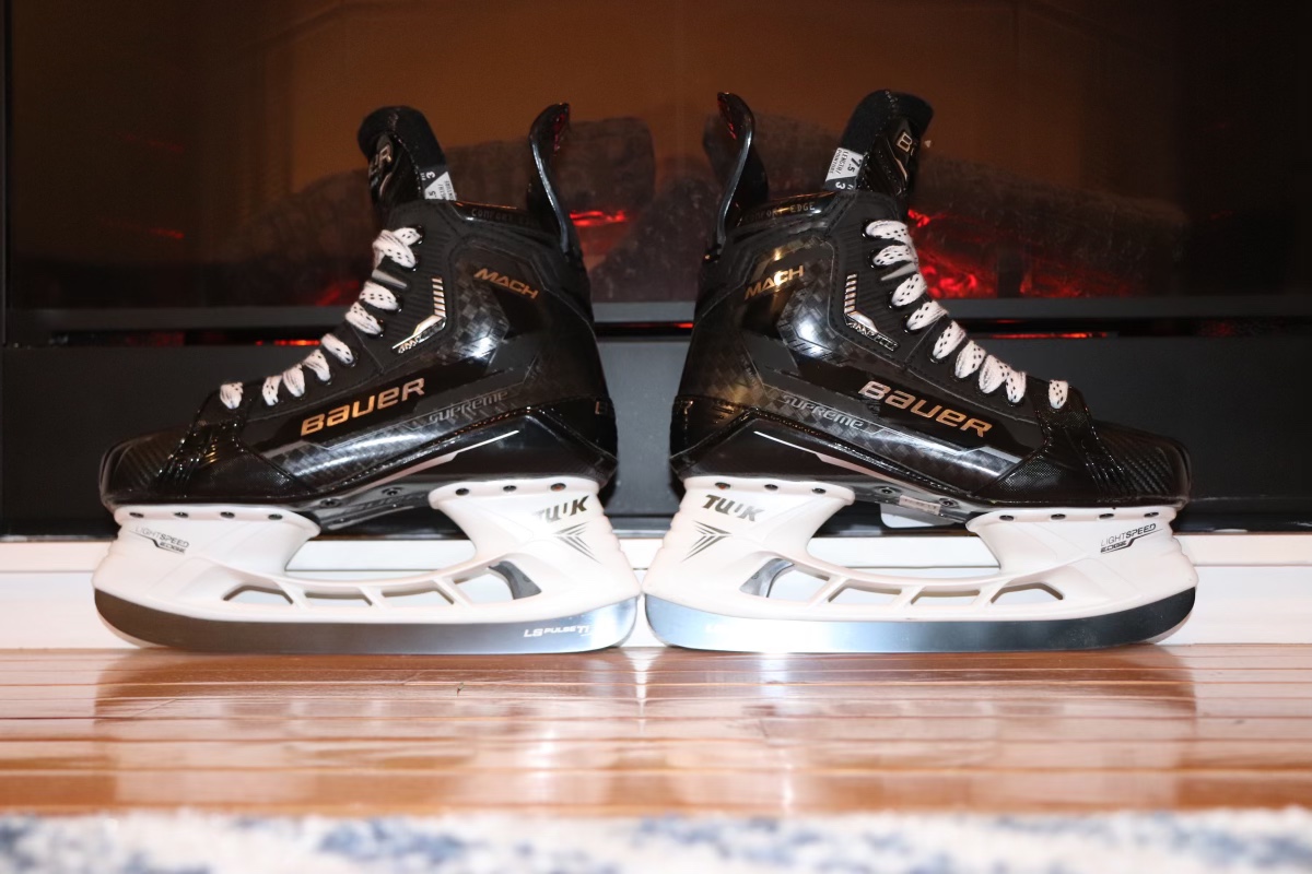 Bauer Supreme Mach Skates 7.5 Fit 3 LS Pulse Ti Steel | SidelineSwap