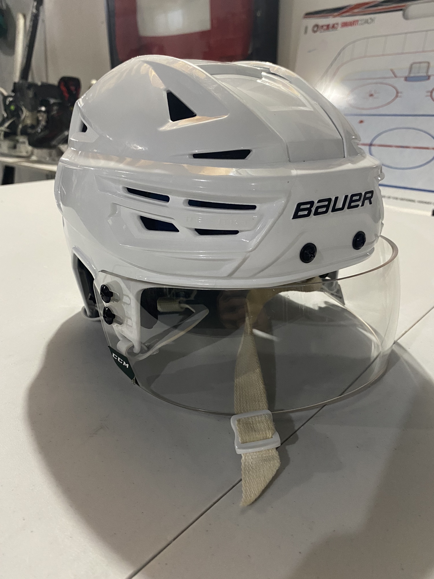 New Medium Bauer Pro Stock Re-Akt 150 Helmet white with visor ...