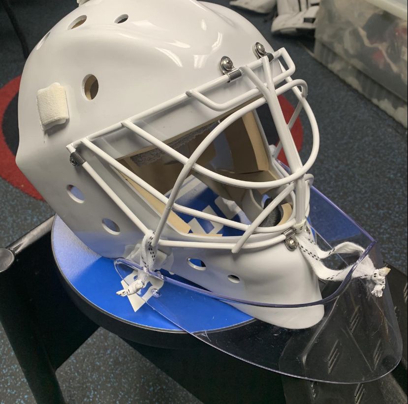 New NHL Pro Choice White Senior Goalie Mask Pro Stock Vaughn Bauer ...