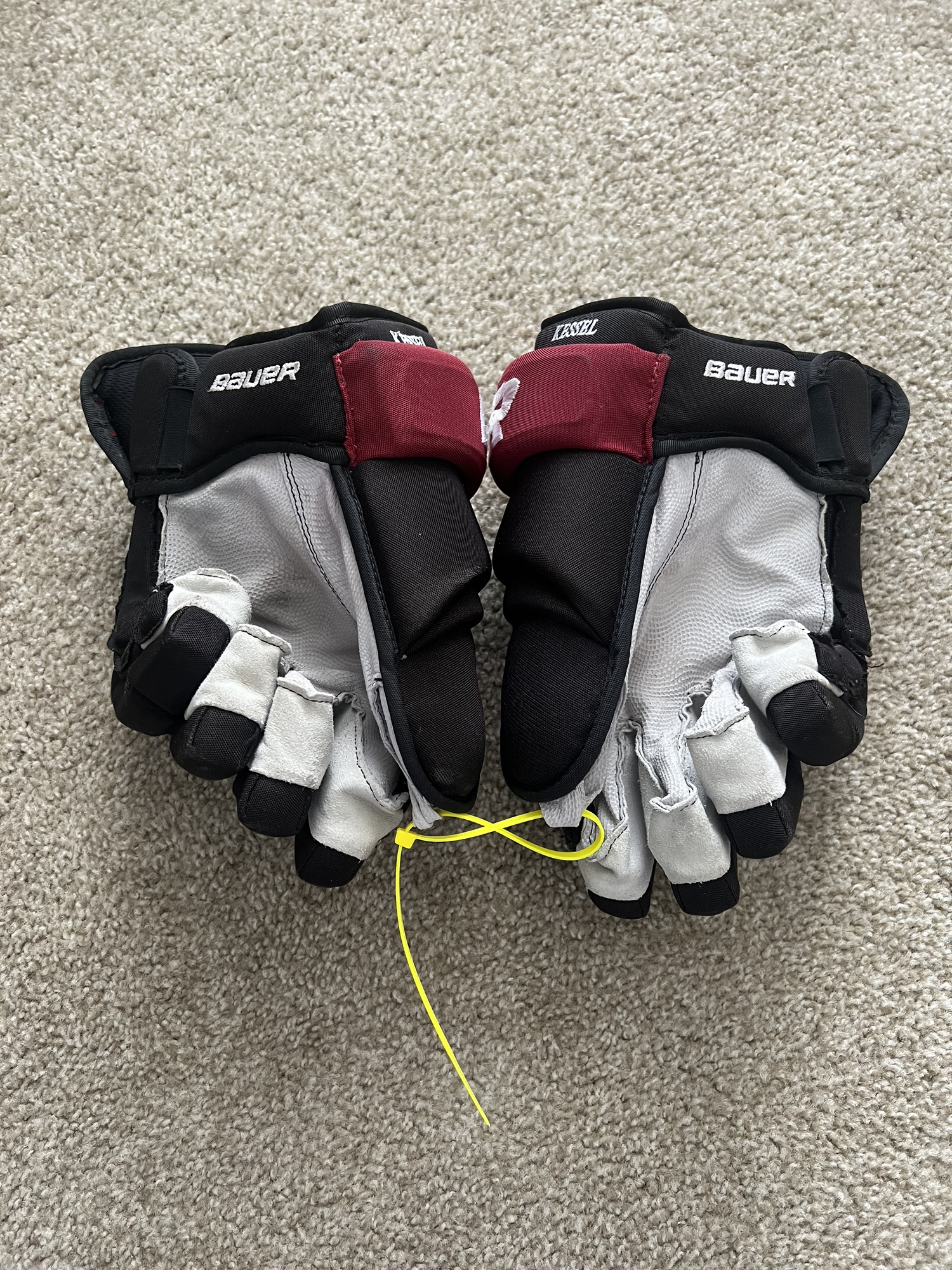 Pro Stock NHL Game Used Phil Kessel 13” Bauer Pro 4-Roll Hockey Gloves | SidelineSwap