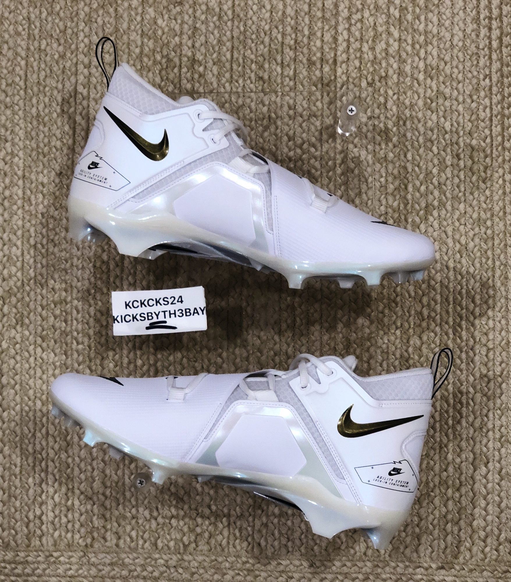 Nike Alpha Menace Pro 3 Football Cleats Mens size 14 White Black Gold ...