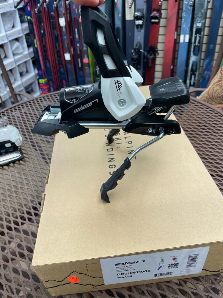 NEW 2023 TYROLIA and Elan Attack 11 Ski Bindings Black and White 95mm Brake | SidelineSwap