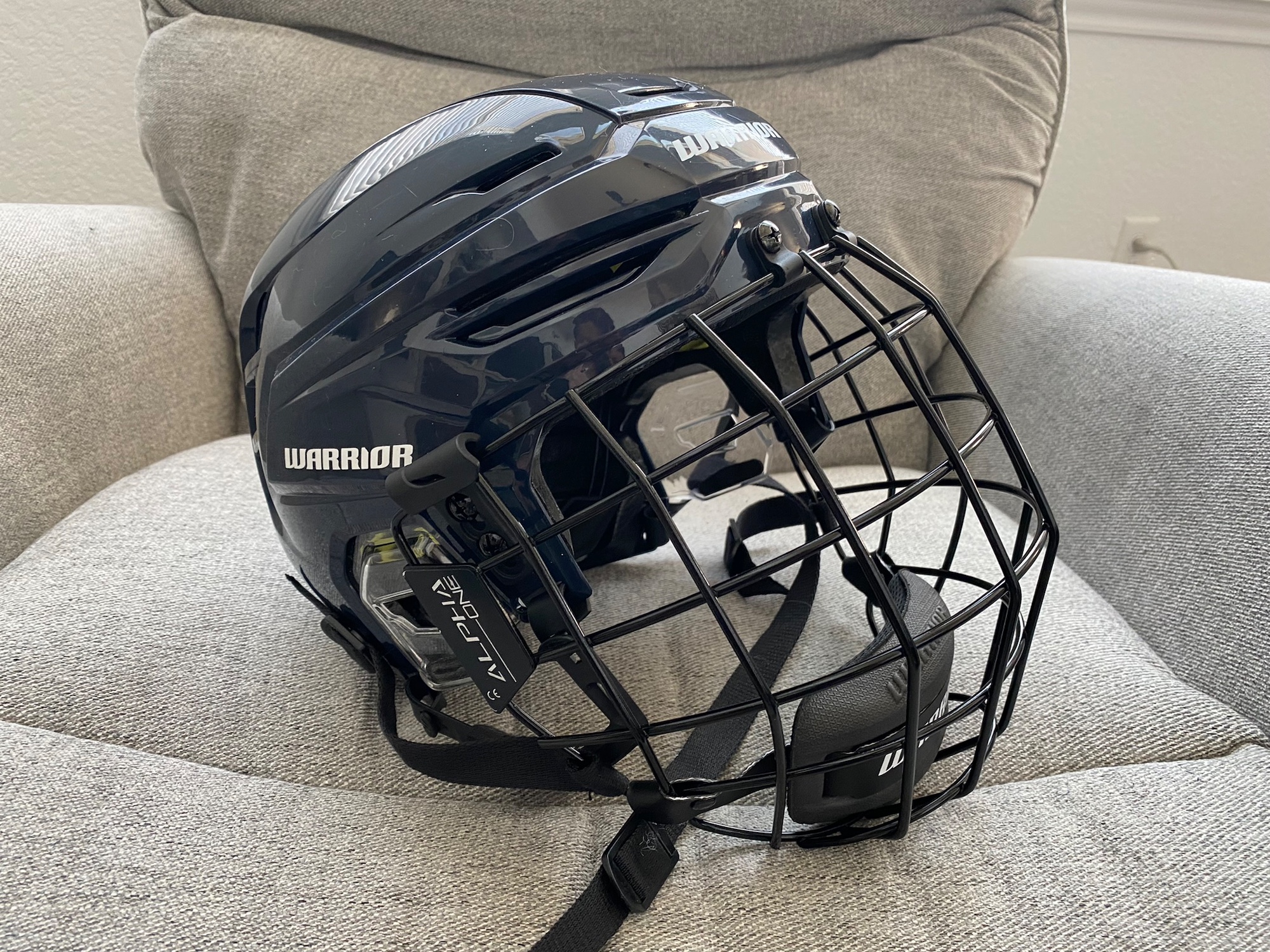 Warrior Alpha One Pro Hockey Helmet with Cage - M - Navy | SidelineSwap