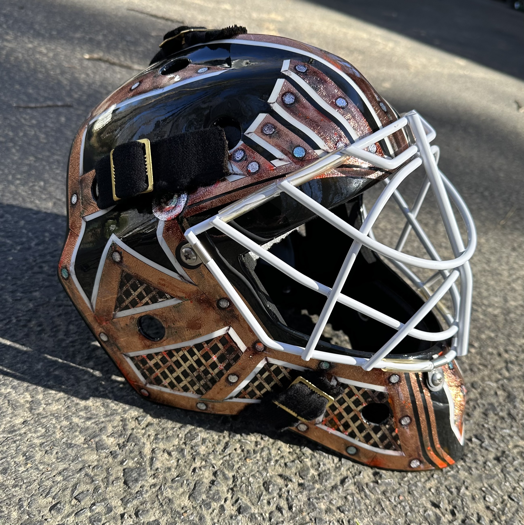 Pharaoh Goaltending Copper Foil Armor – Anubis (Pro Kustom) goalie mask ...