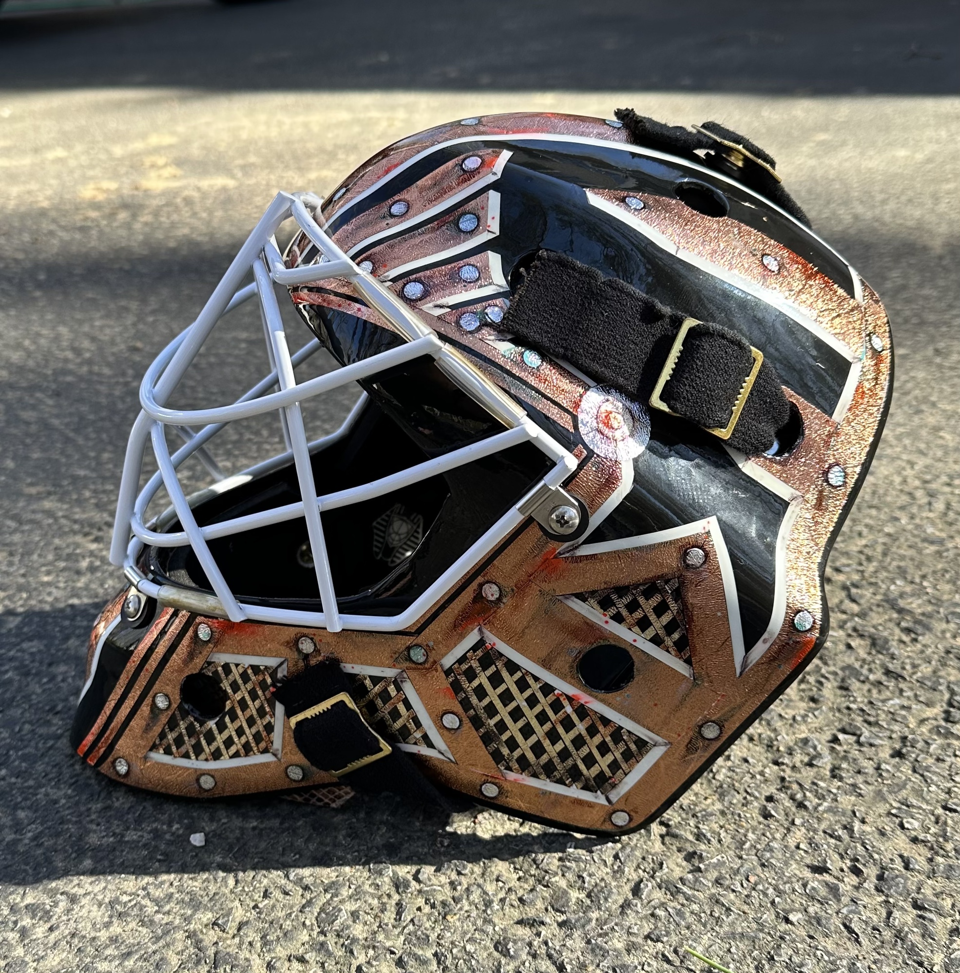 Pharaoh Goaltending Copper Foil Armor – Anubis (Pro Kustom) goalie mask ...