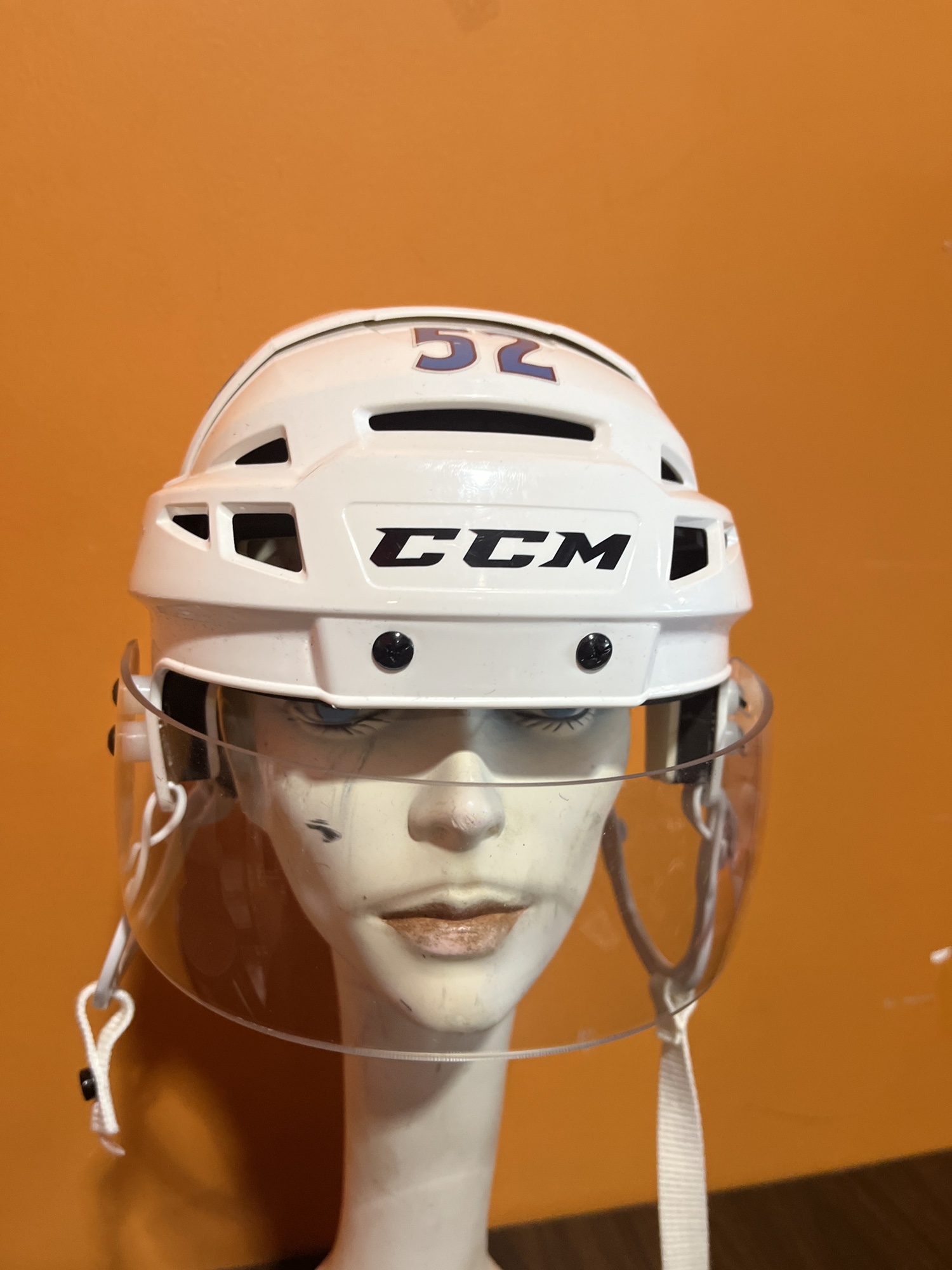 Used White CCM Vector V08 Pro Stock Helmet Colorado Eagles #52 Medium ...